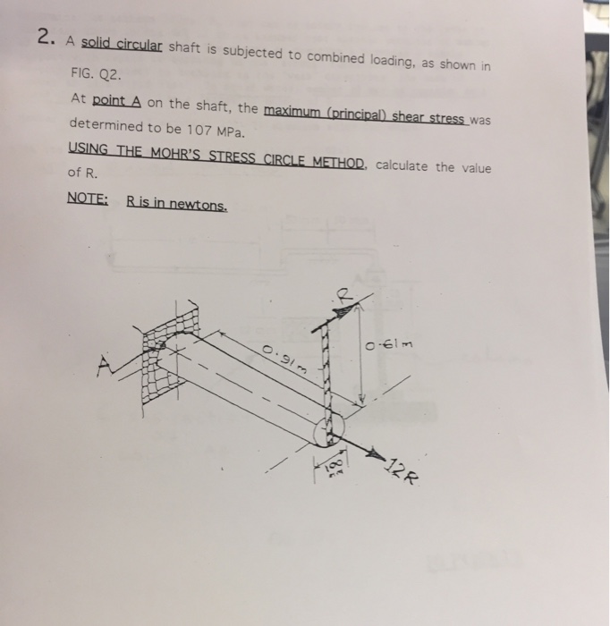 Solved 2. A solid circular shaft is subjected to combined | Chegg.com