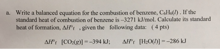 Solved Write a balanced equation for the combustion of | Chegg.com