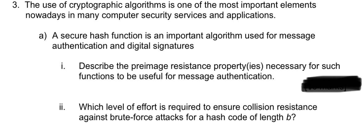 Solved The use of cryptographic algorithms is one of the | Chegg.com