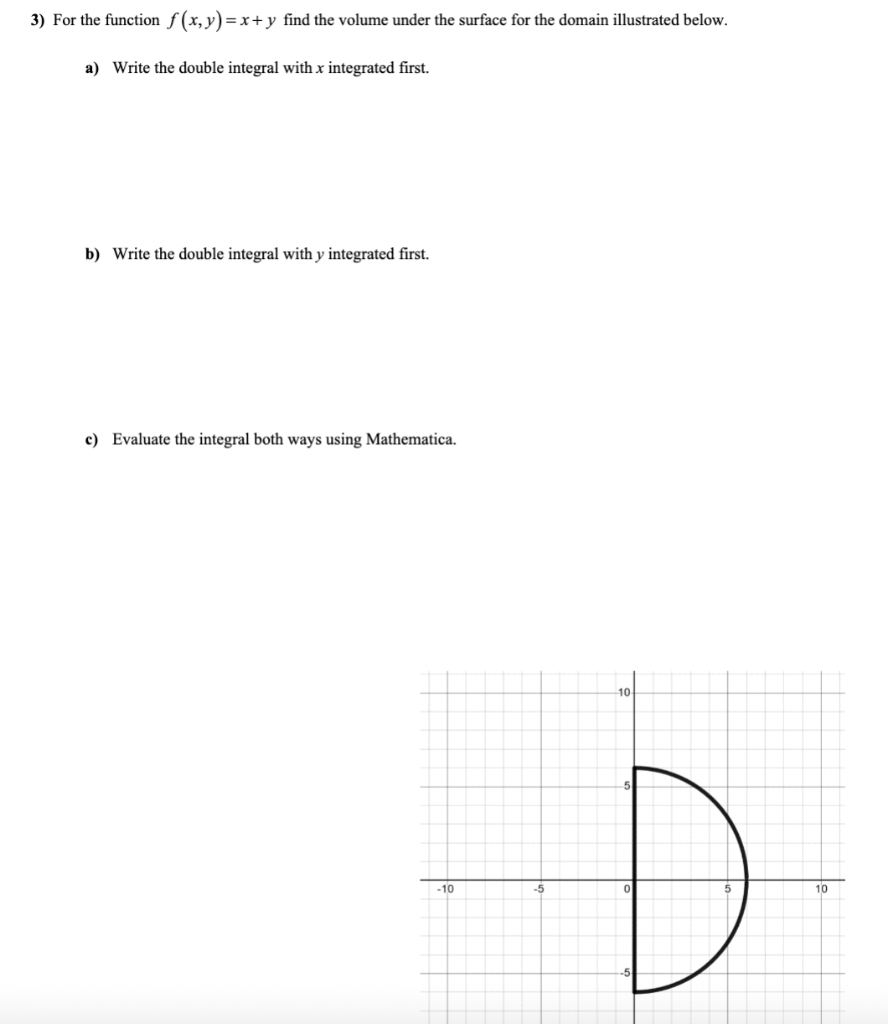 Solved the function f(x,y)=x+y find the volume under the sur | Chegg.com