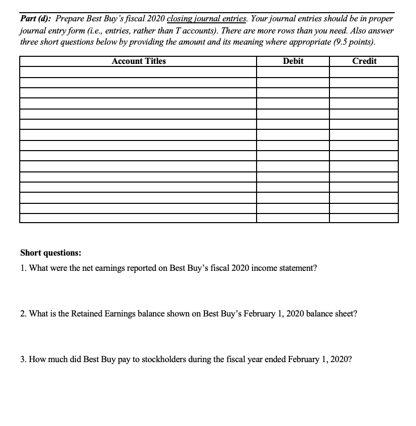 Solved BEST BUY Best Buy, Co., Inc's financial statements | Chegg.com