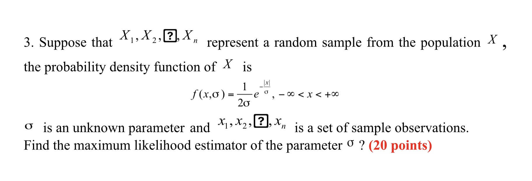 3. Suppose that X1,X2, ?], Xn represent a random | Chegg.com