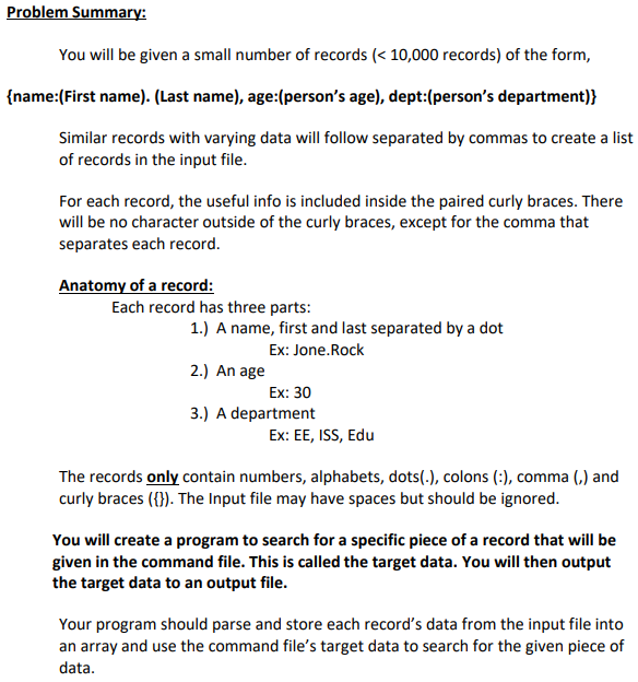 Solved Problem Summary: You will be given a small number of | Chegg.com