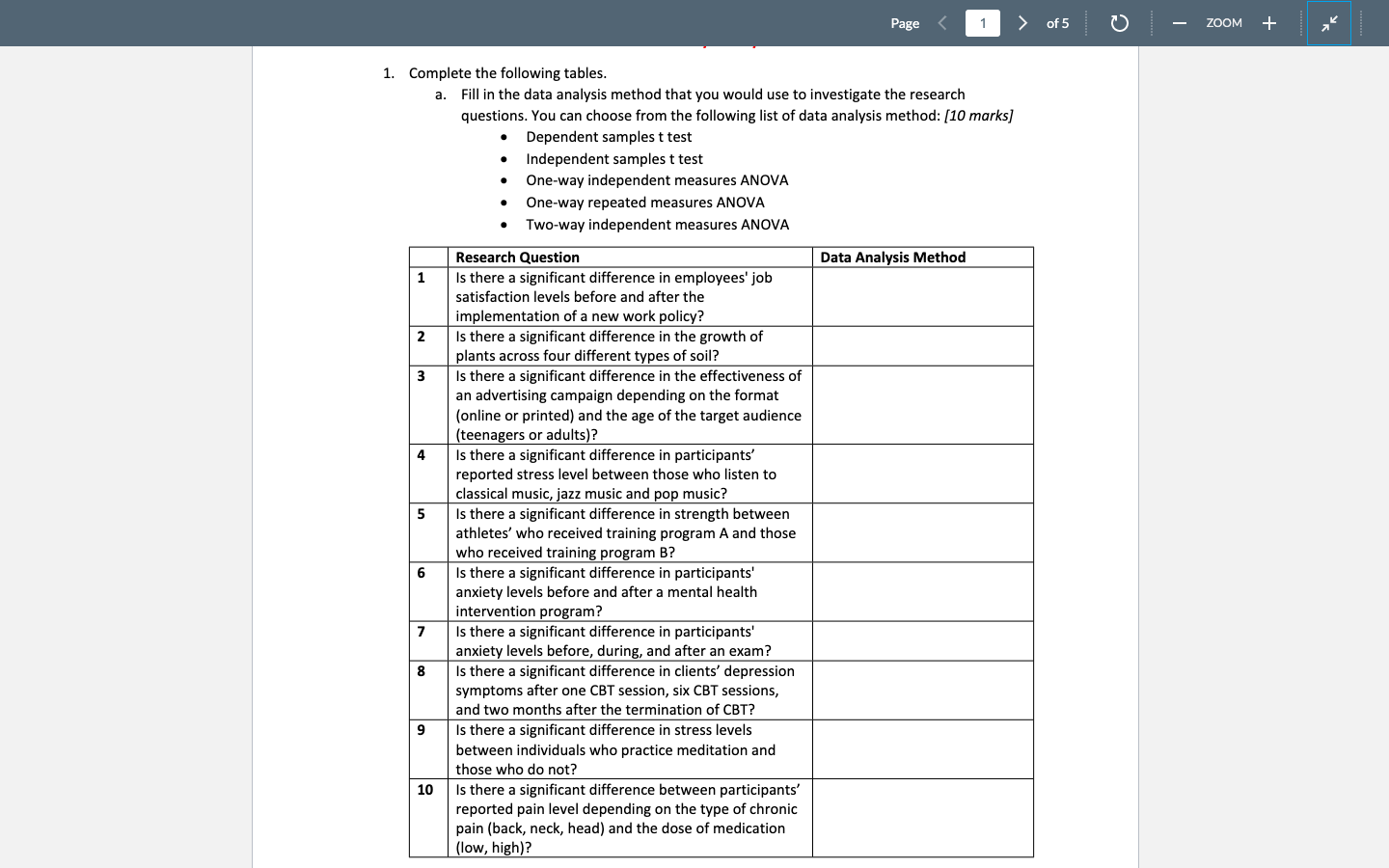 Solved 1. Complete the following tables. a. Fill in the data | Chegg.com