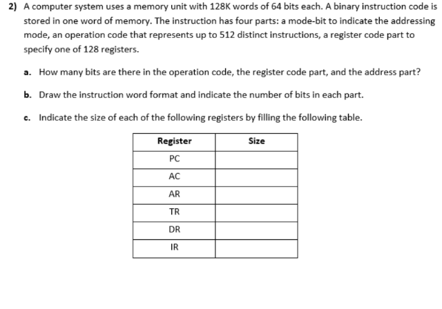 Solved 2 ﻿a Computer System Uses A Memory Unit With 128 ﻿k 7190