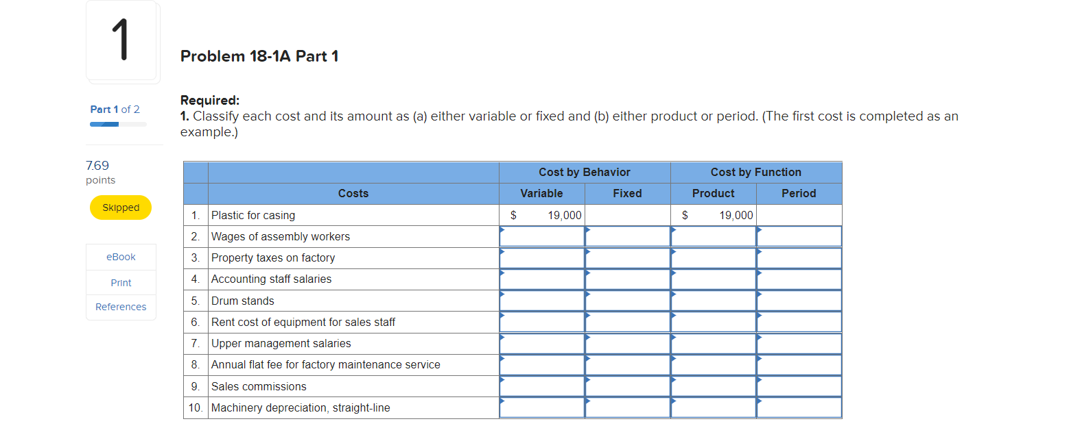 Solved Required information Problem 18-1A Cost computation, | Chegg.com