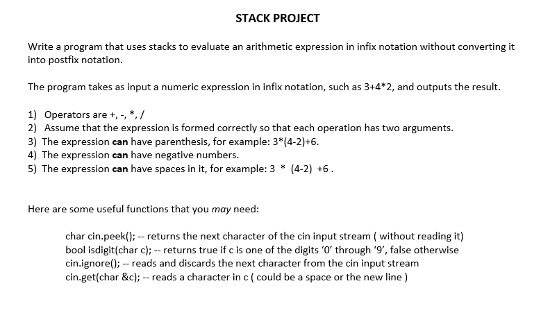 STACK PROJECT Write a program that uses stacks to | Chegg.com