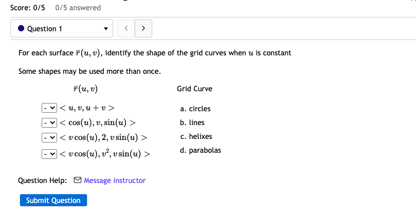 Solved For each surface rˉ(u,v), identify the shape of the | Chegg.com