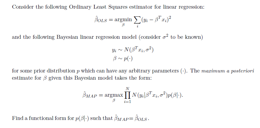 Consider the following Ordinary Least Squares | Chegg.com