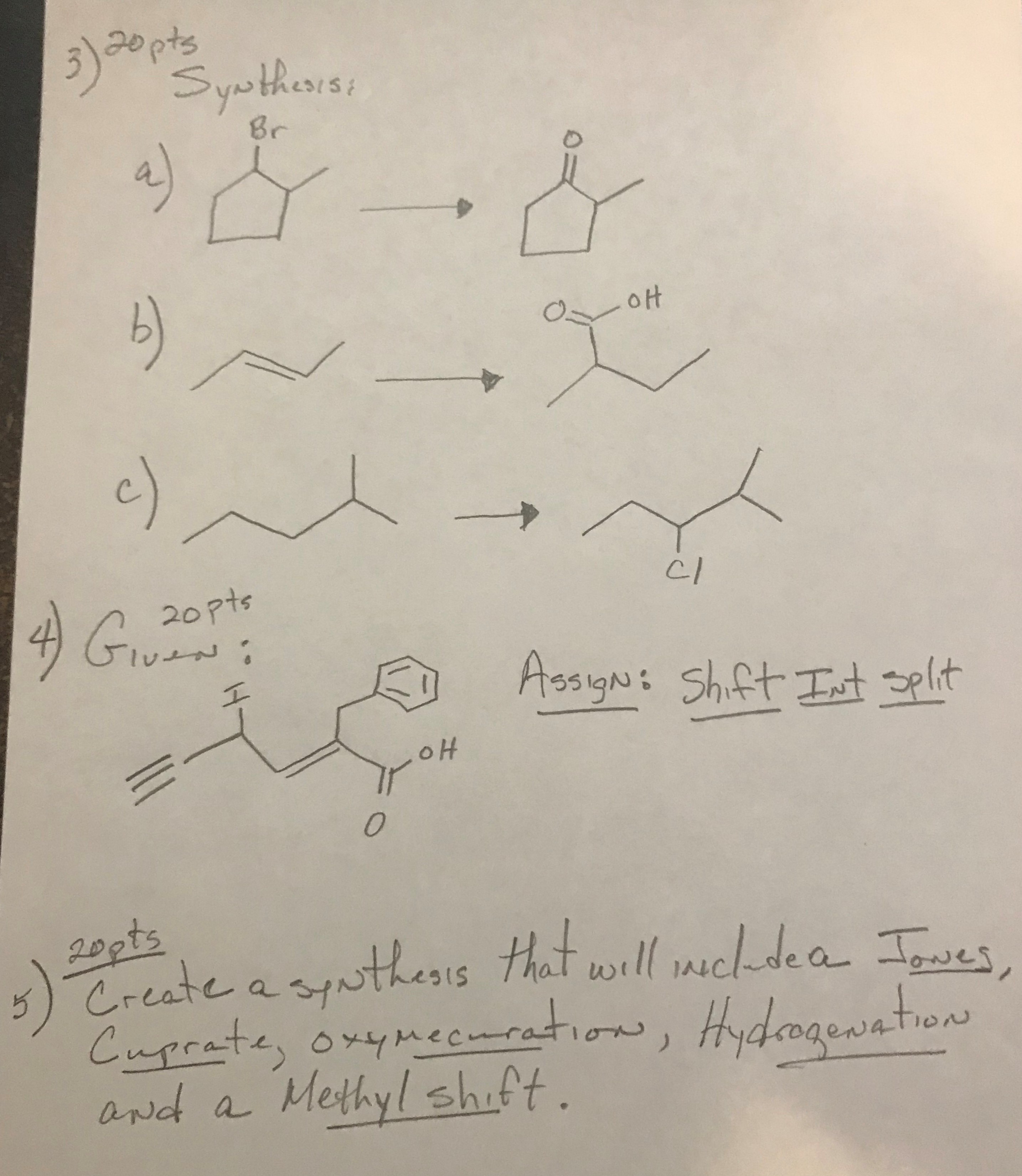 Solved a) b) c) 4) Given: Assign: Shift Int split 5) | Chegg.com