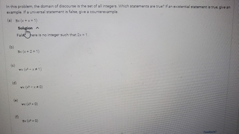 Solved In this problem the domain of discourse is the set of | Chegg.com