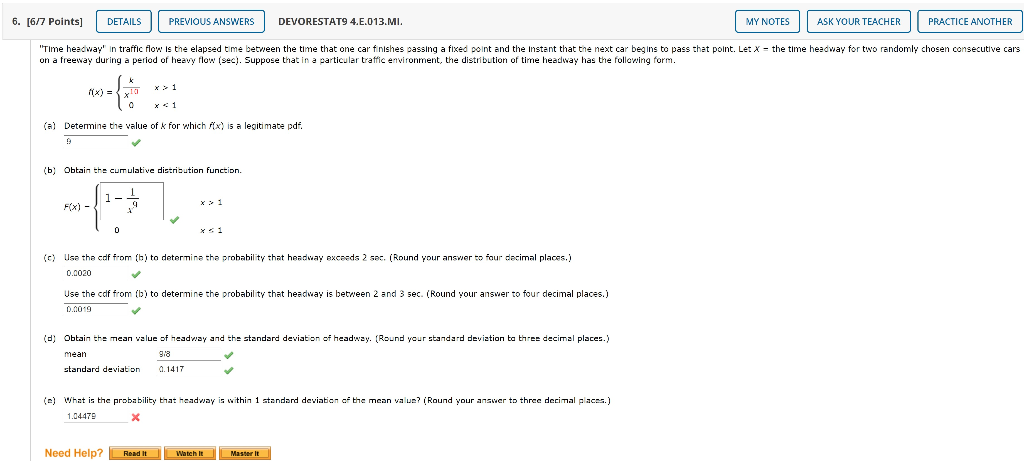 Solved 6. [6/7 Points) DETAILS PREVIOUS ANSWERS DEVORESTAT9 | Chegg.com