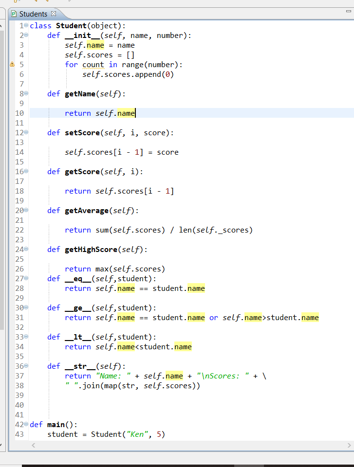 Add three methods to the Student class that compare | Chegg.com