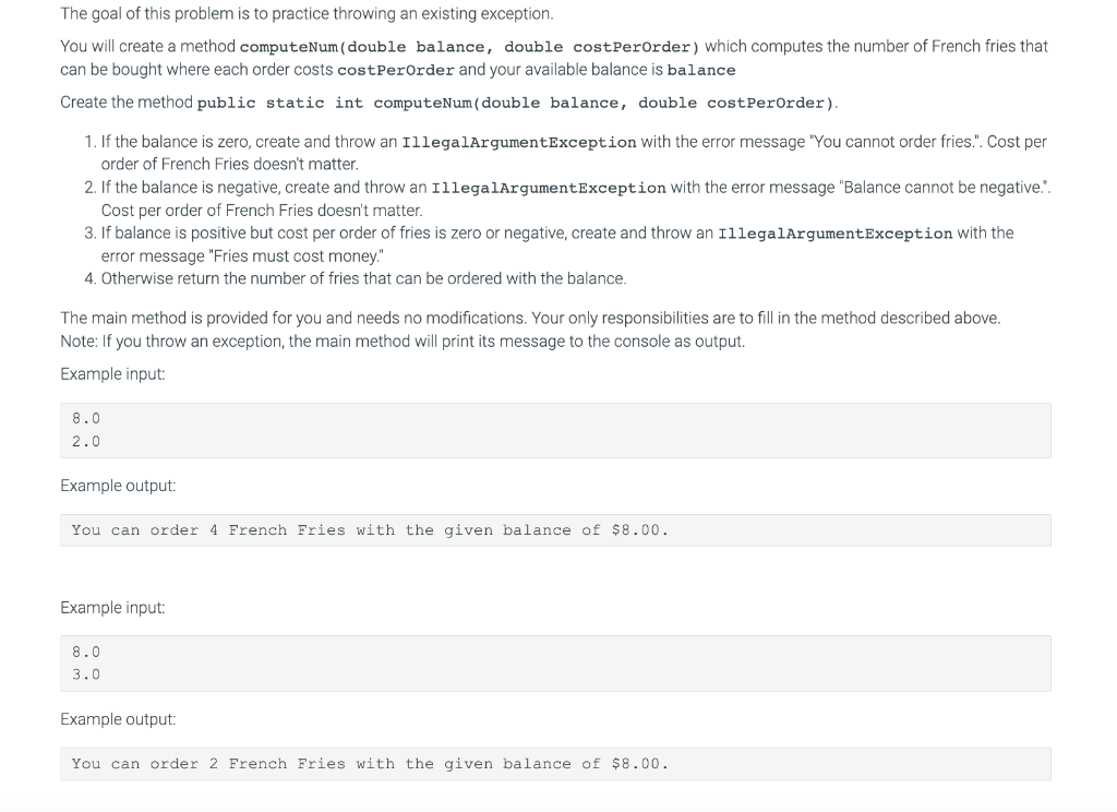 Solved The goal of this problem is to practice throwing an | Chegg.com