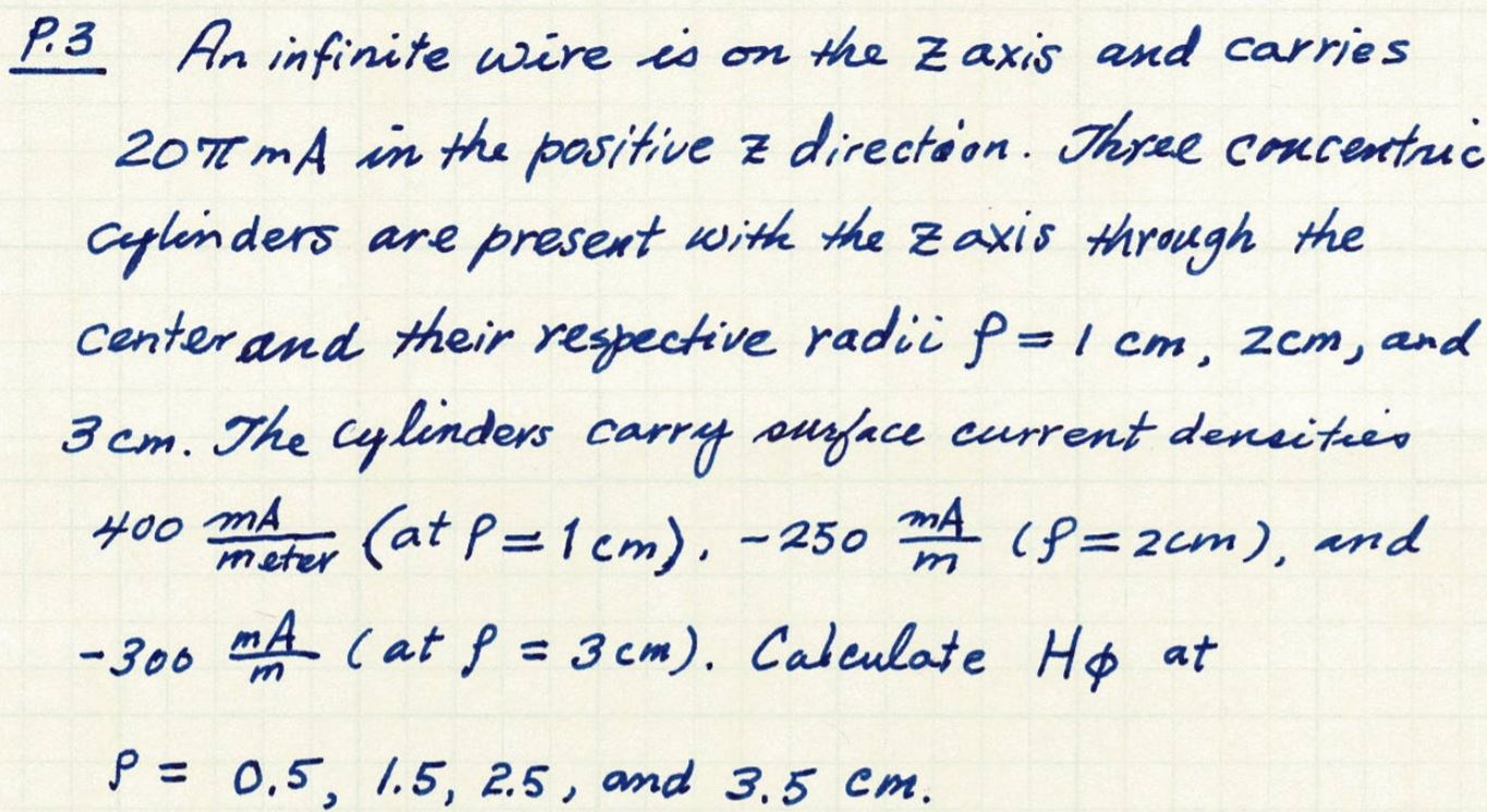 Solved P.3 An infinite wire is on the Z axis and carries 207 | Chegg.com