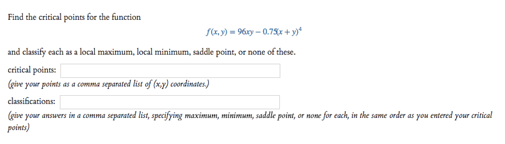 Solved Find the critical points for the function | Chegg.com