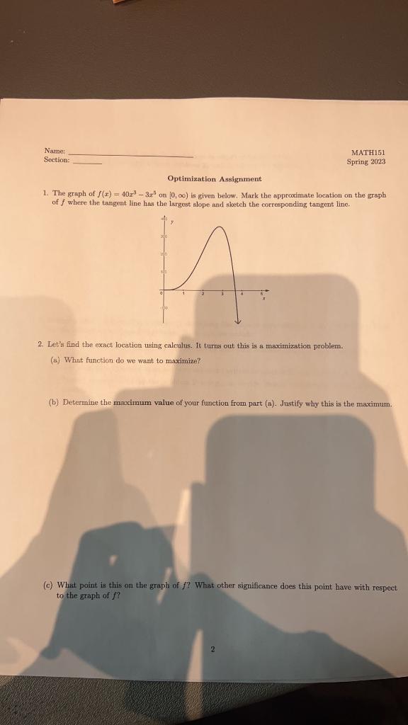 1. The graph of f(x)=40x3−3x5 on [0,∞) is given | Chegg.com
