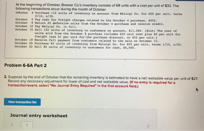 Solved Check my work Problem 6-6A Record transactions using | Chegg.com