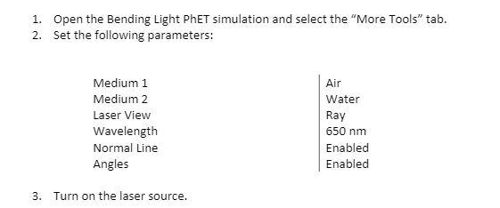 1. Open the Bending Light PhET simulation and select | Chegg.com