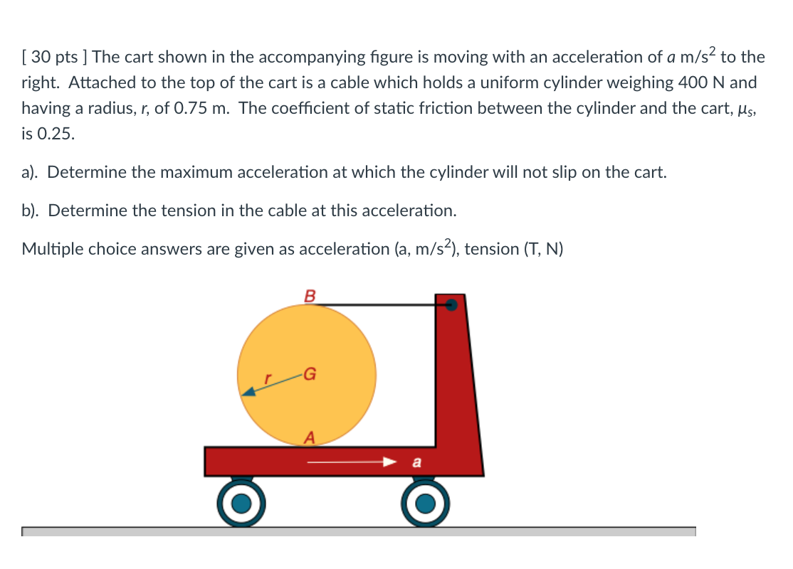 Solved [ 30 pts ] The cart shown in the accompanying figure | Chegg.com