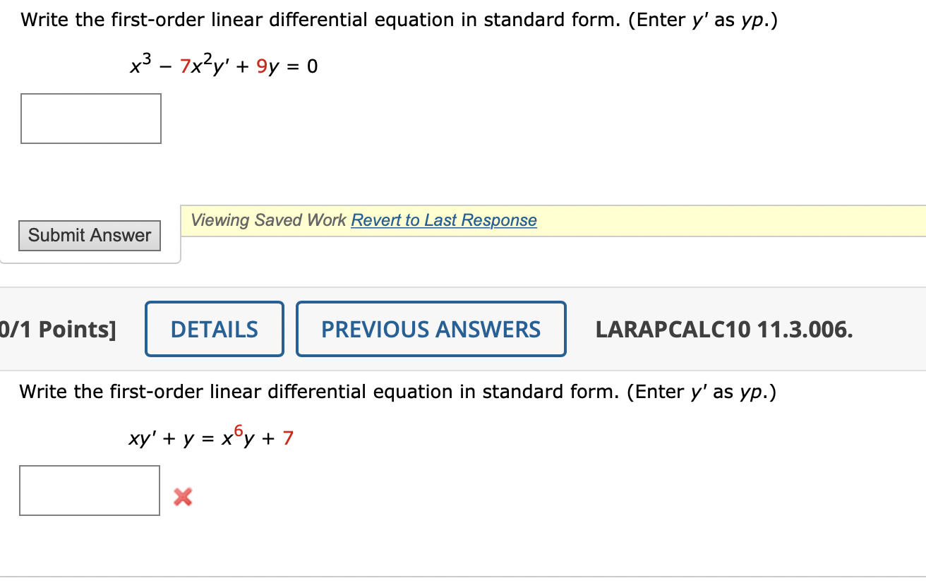 Solved Write the first-order linear differential equation in | Chegg.com