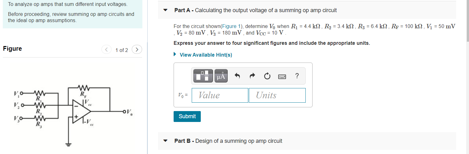 Solved To analyze op amps that sum different input voltages. | Chegg.com
