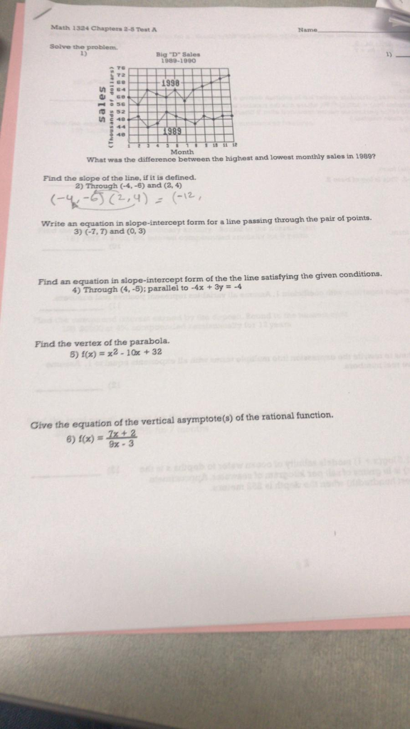 Solved Math 1324 Chapters 2-5 Test A Solve the problem 1) | Chegg.com