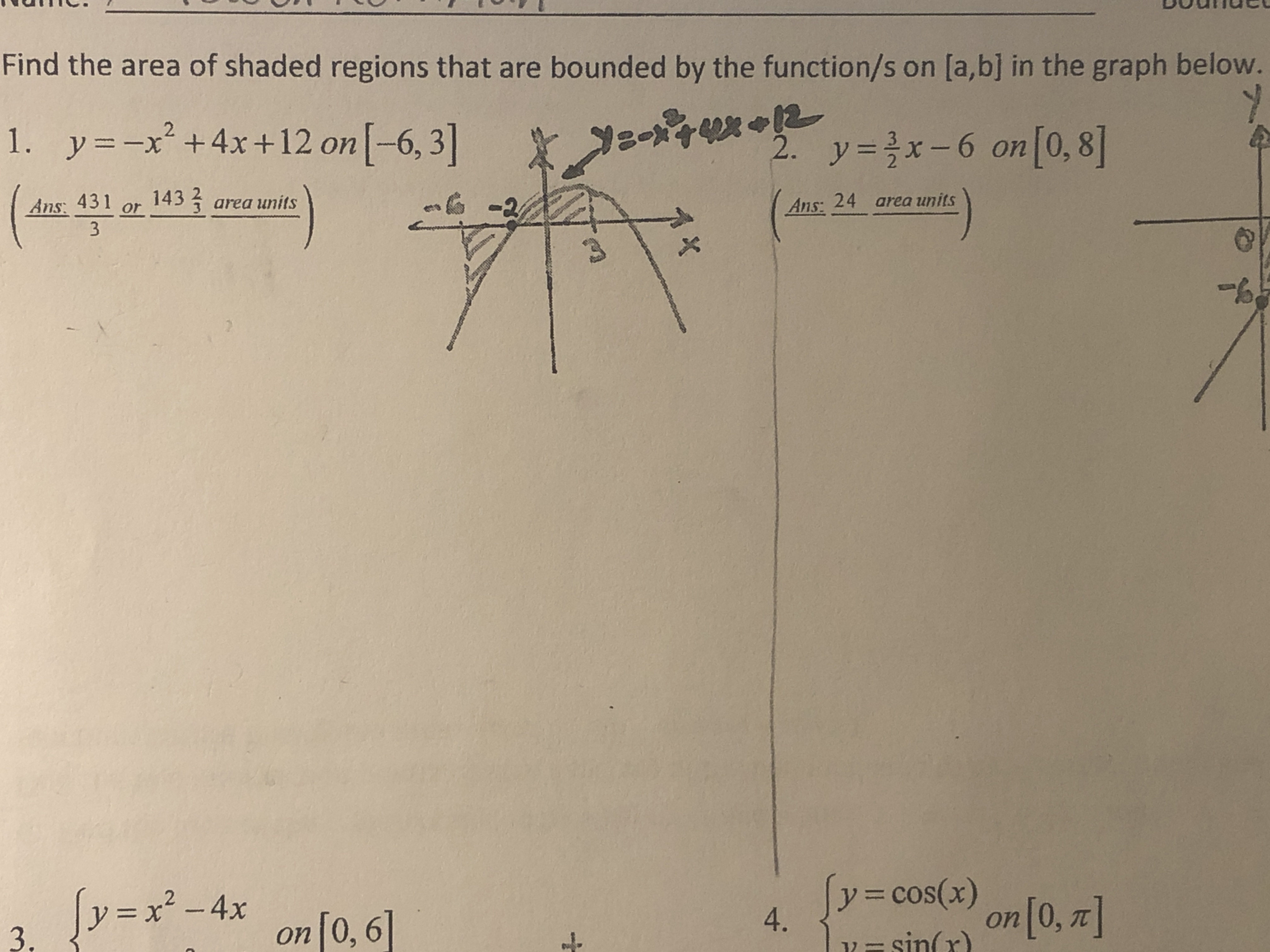 Solved Find the area of shaded regions that are bounded by | Chegg.com