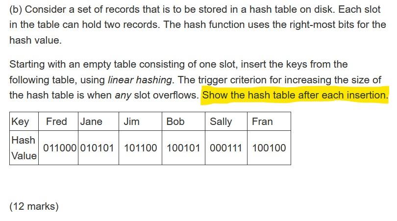 Solved (b) Consider a set of records that is to be stored in | Chegg.com