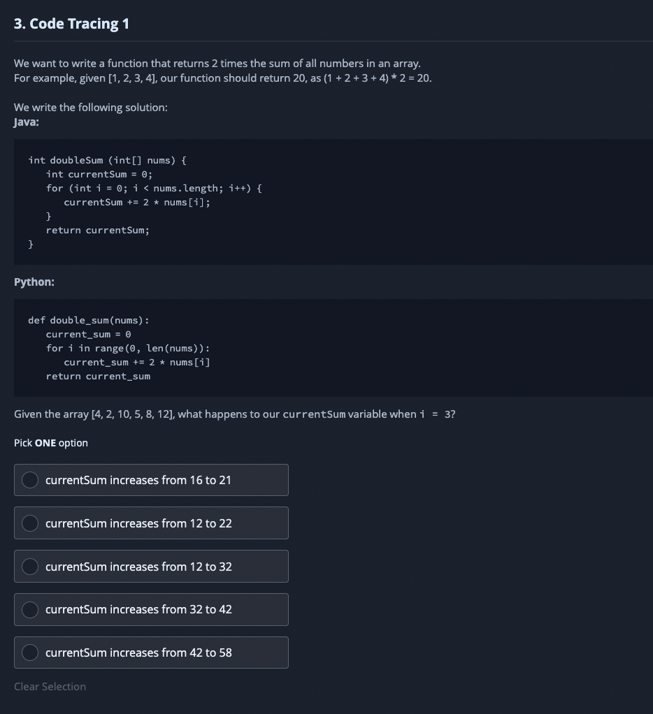 Solved 3. Code Tracing 1 We want to write a function that | Chegg.com