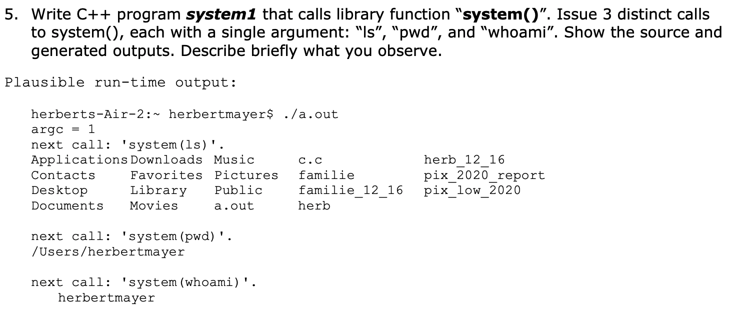 Solved 5 Write C Program System1 That Calls Library 0707