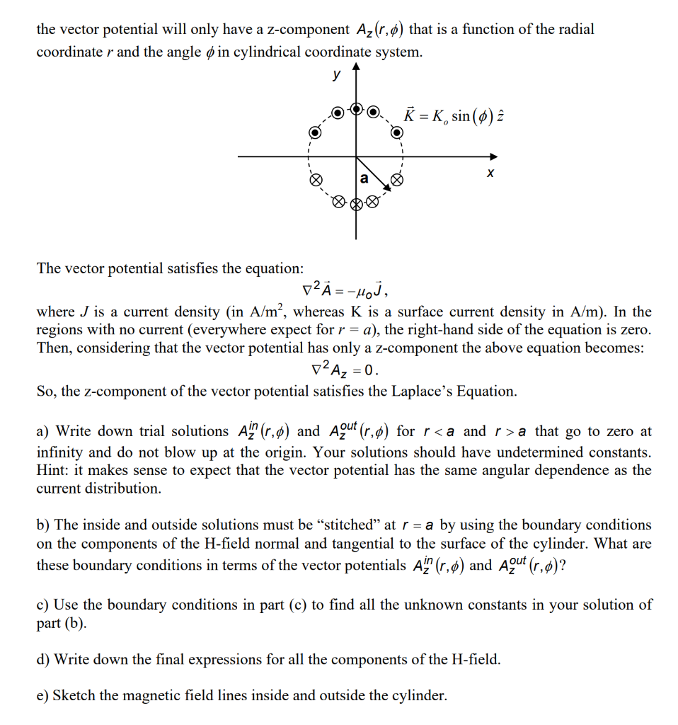Problem 5.2: (A cylinder with a surface current | Chegg.com