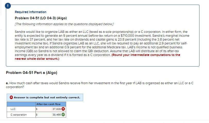 Solved Required Information Problem 04-51 (LO 04-3) (Algo) | Chegg.com