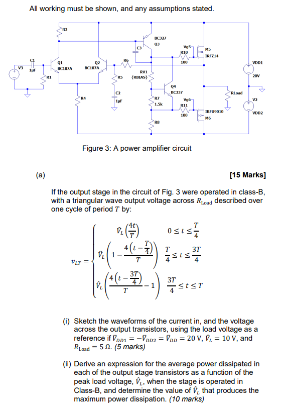 All working must be shown, and any assumptions | Chegg.com