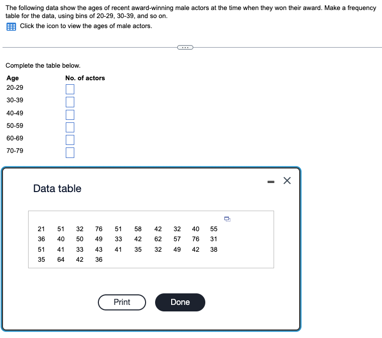 Solved The following data show the ages of recent | Chegg.com