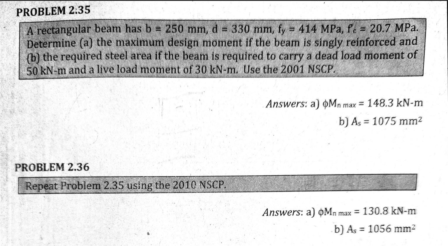 Solved PROBLEM 2.35 A rectangular beam has b = 250 mm, d = | Chegg.com