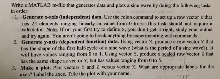 Solved Write a MATLAB m-file that generates data and plots a | Chegg.com