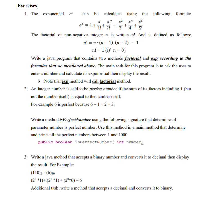 Solved + Exercises 1. The exponential el can be calculated | Chegg.com