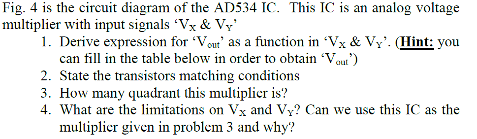 Fig. 4 is the circuit diagram of the AD534 IC. This | Chegg.com