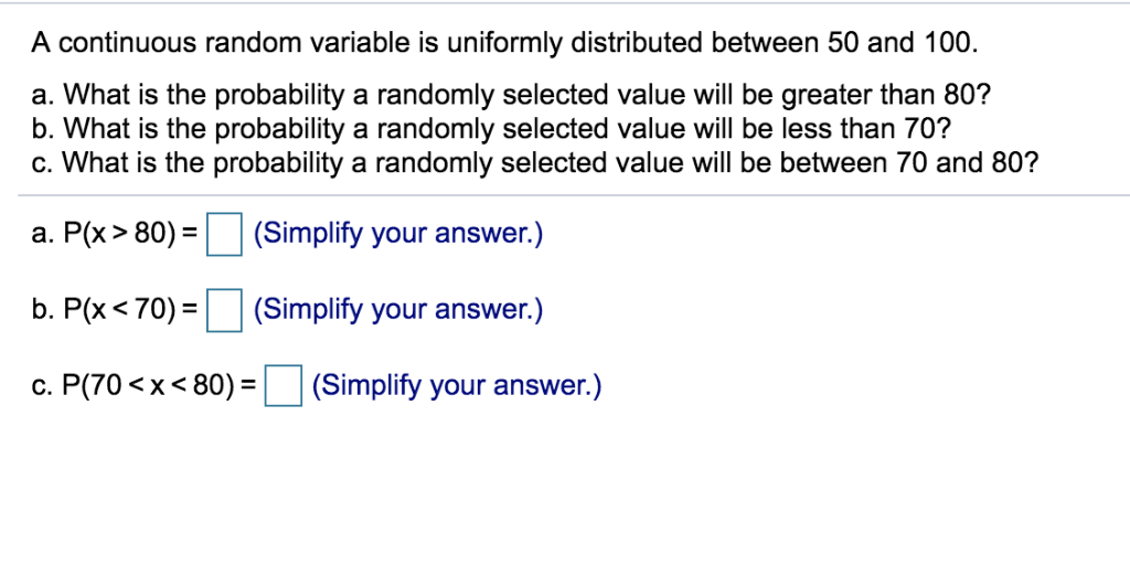 Solved A continuous random variable is uniformly distributed | Chegg.com