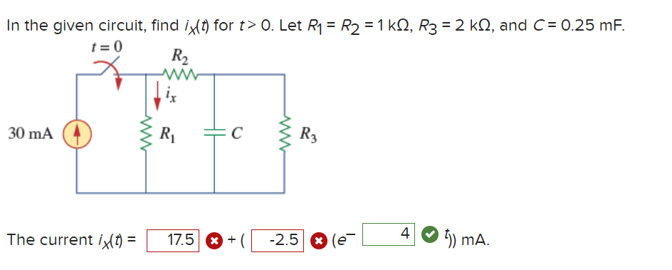 Solved In the given circuit, find iX(t) for t>0. Let | Chegg.com