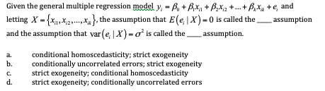 Solved Given the general multiple regression model y; - | Chegg.com