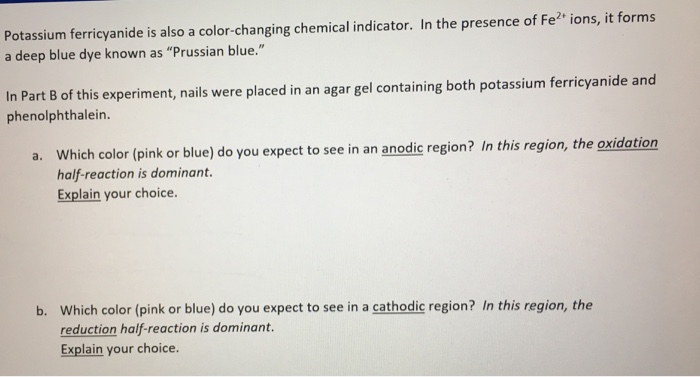 Solved Potassium ferricyanide is also a color-changing | Chegg.com