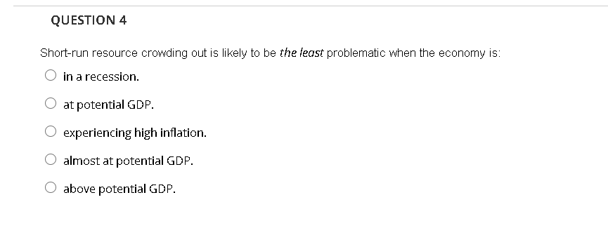 Solved QUESTION 4 Short-run resource crowding out is likely | Chegg.com