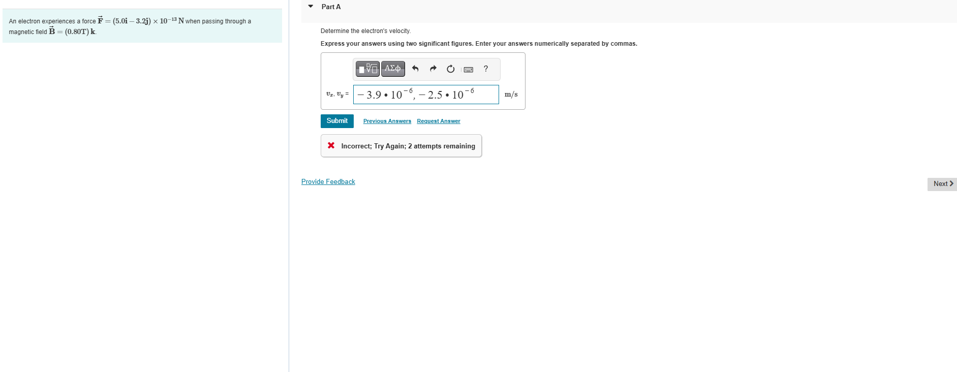 Solved An ﻿electron experiences a force | Chegg.com