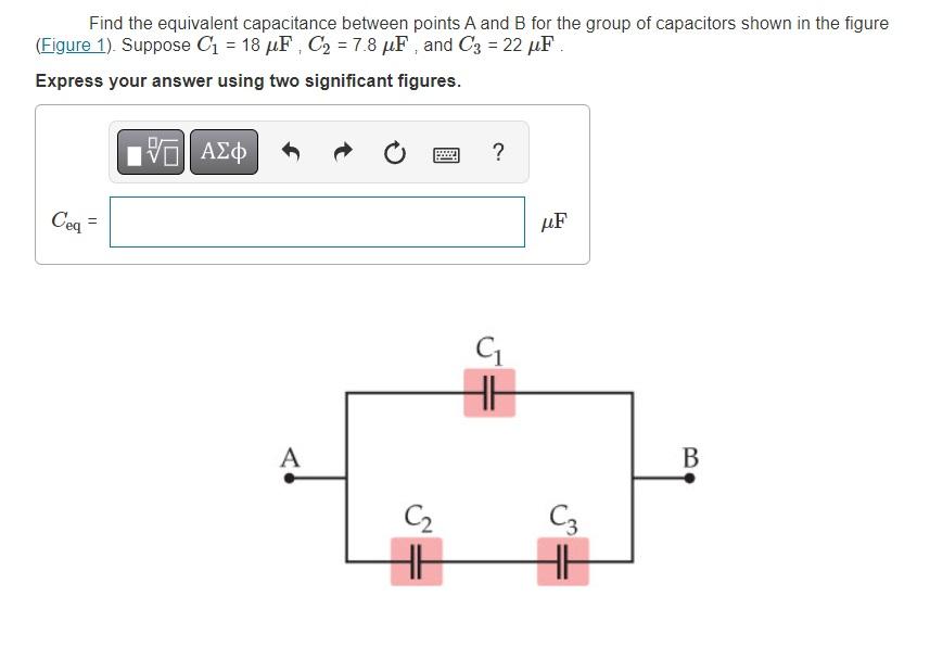 Solved Find the equivalent capacitance between points A and | Chegg.com
