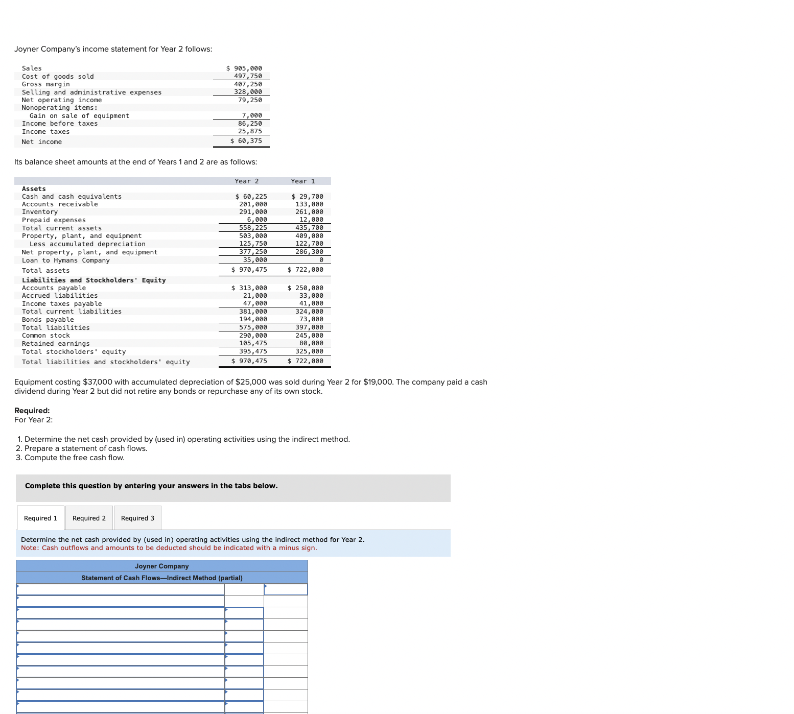 Solved Joyner Company's income statement for Year 2 | Chegg.com