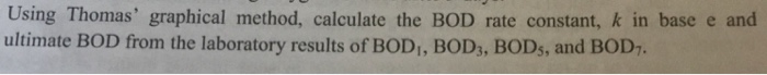 Solved Using Thomas' graphical method, calculate the BOD | Chegg.com