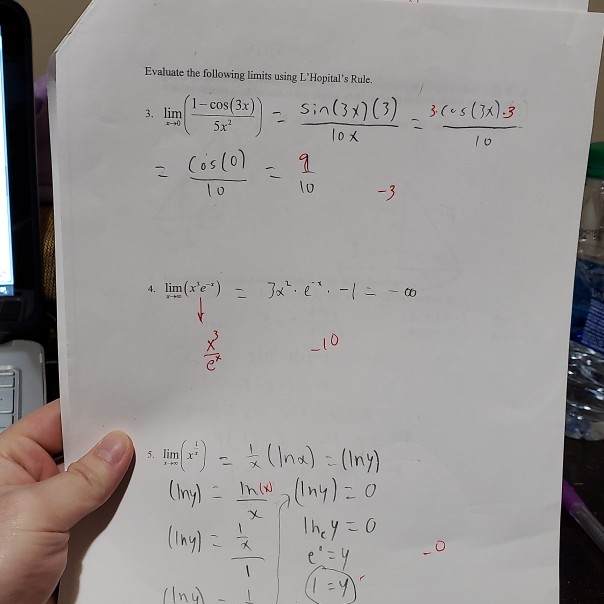 Solved please do 3,4, and 5 using l'hoptials rule. please | Chegg.com