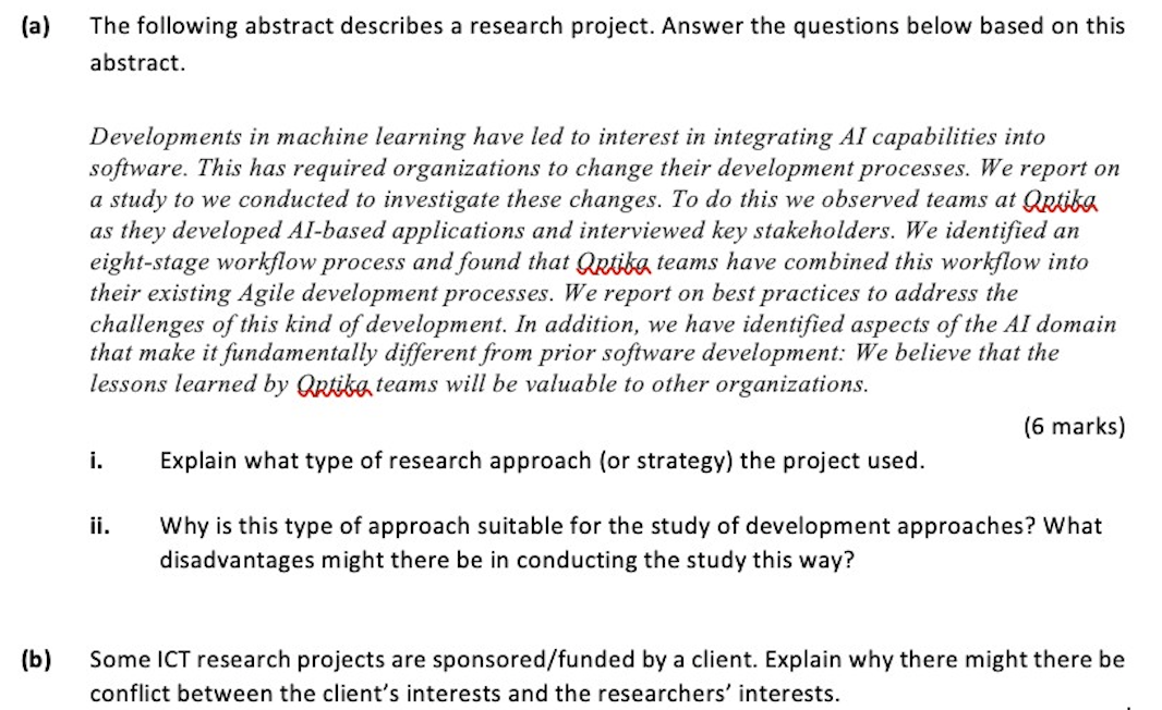 Solved (a) (b) The following abstract describes a research | Chegg.com